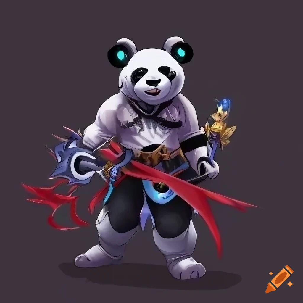 Action-packed panda character in various art styles on Craiyon