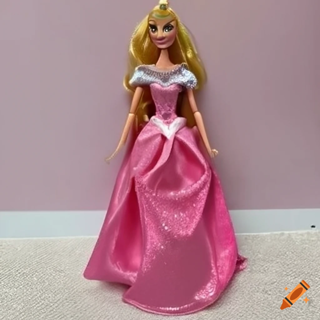 Princess aurora baddie doll with sparkling pink dress on Craiyon