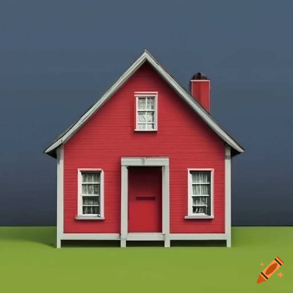 Small red house with 2 windows and shutters on Craiyon