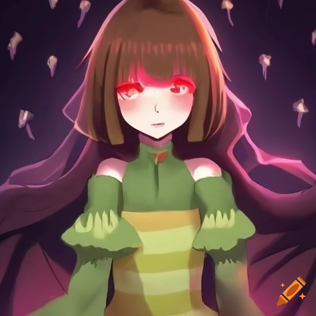 Undertale character chara dressed as an empress on Craiyon