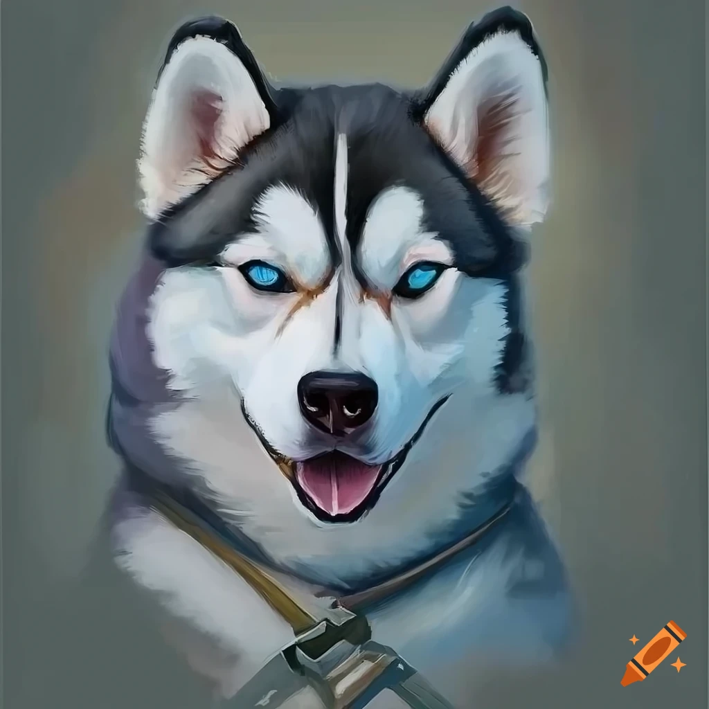 Portrait of a detailed siberian husky sled dog for dnd on Craiyon