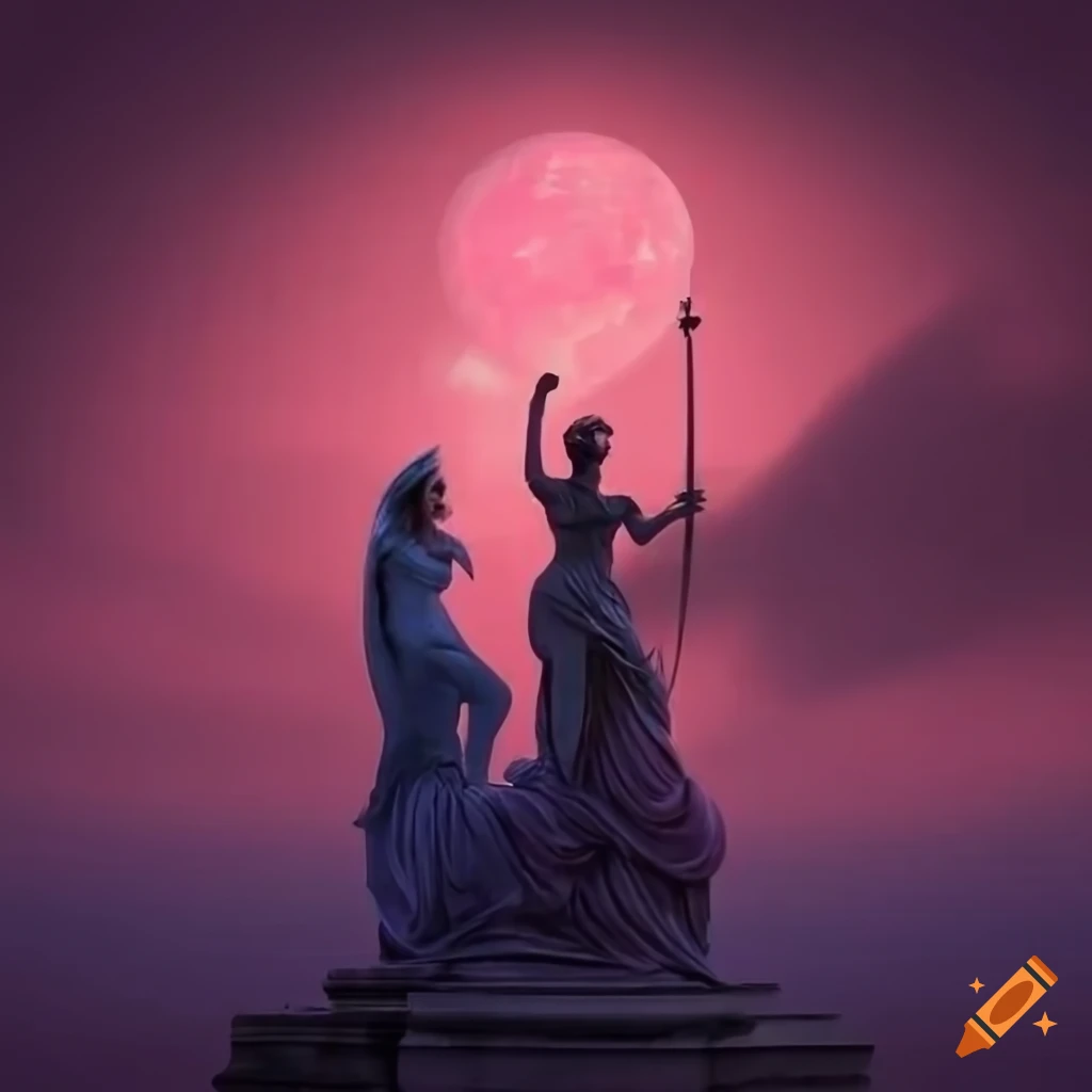 Goddess athena and goddess venus in a greek olymp setting with temple ...