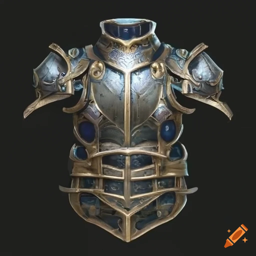Front view of adorned magic armor parts on Craiyon
