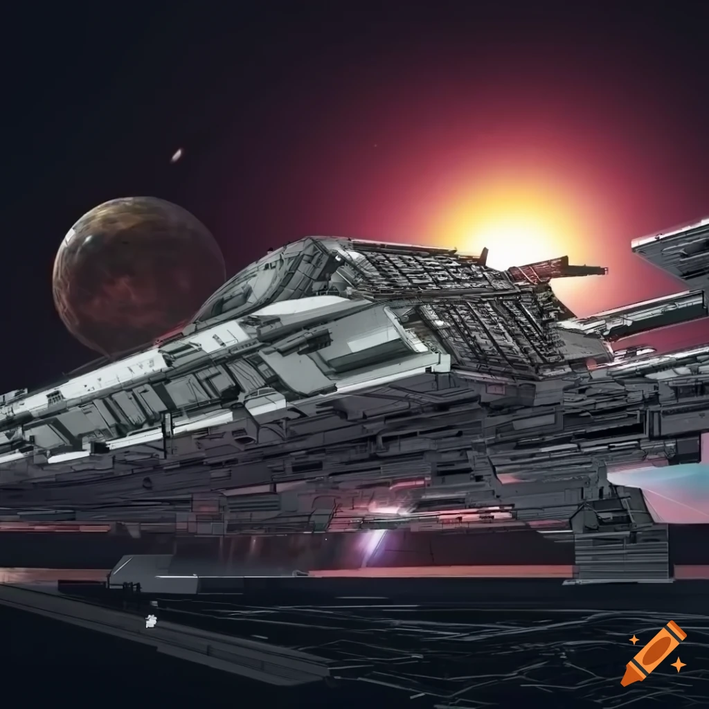 Blueprint of futuristic multi-level space station on Craiyon