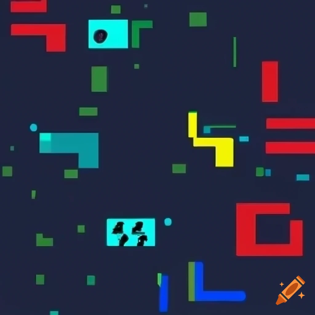 Abstract dark mode coding scene with colors and symbols on Craiyon