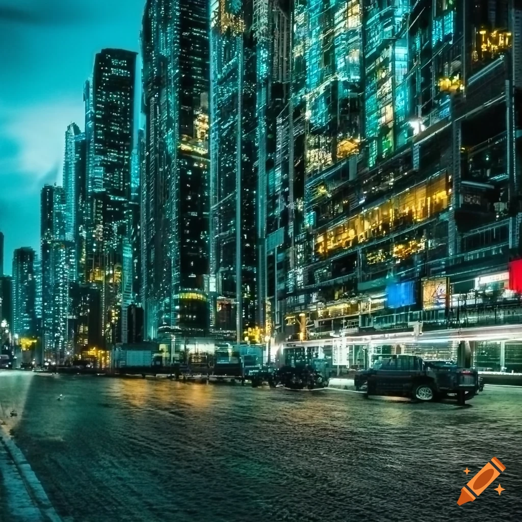 Matrix cityscape on Craiyon