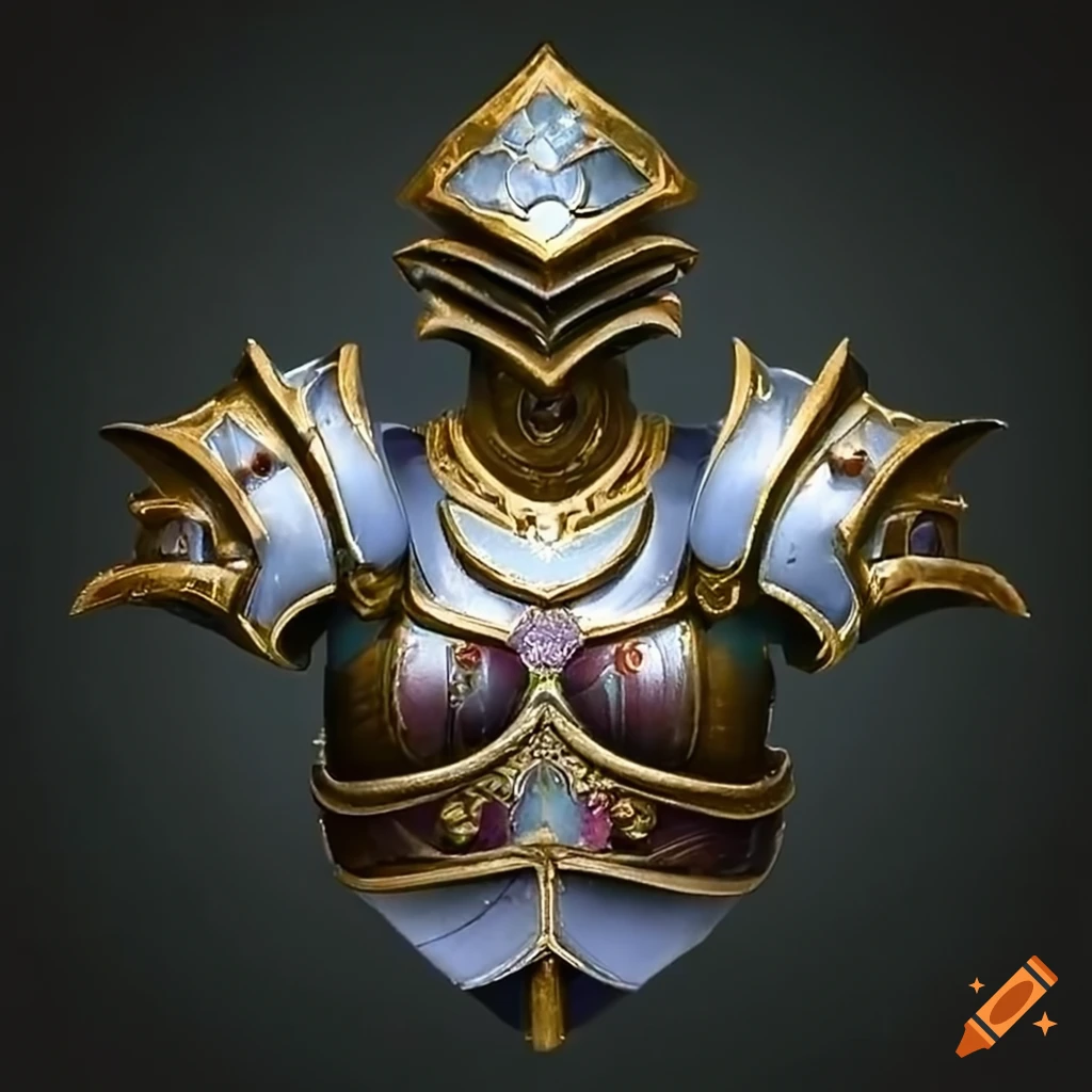 Front view of adorned magic armor parts on Craiyon