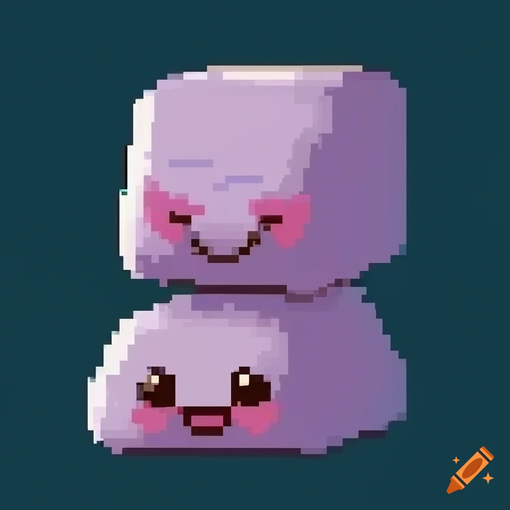 Pixel art of a cute marshmallow stack pile with dithering on Craiyon