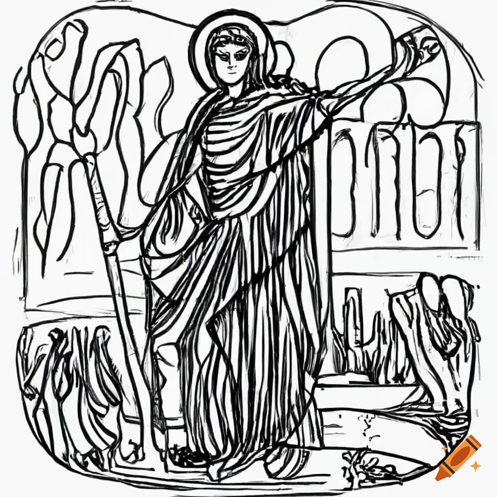 Continuous line art of a woman symbolizing deborah from the bible on ...