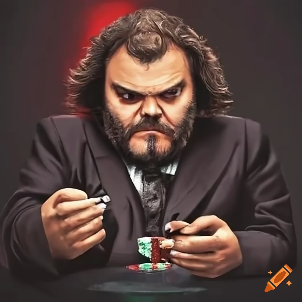 Jack Black enjoying a snack while playing cards on Craiyon