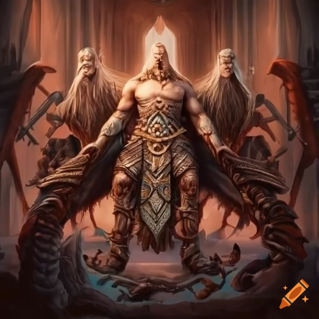 Norse god starkadr with 8 arms on Craiyon