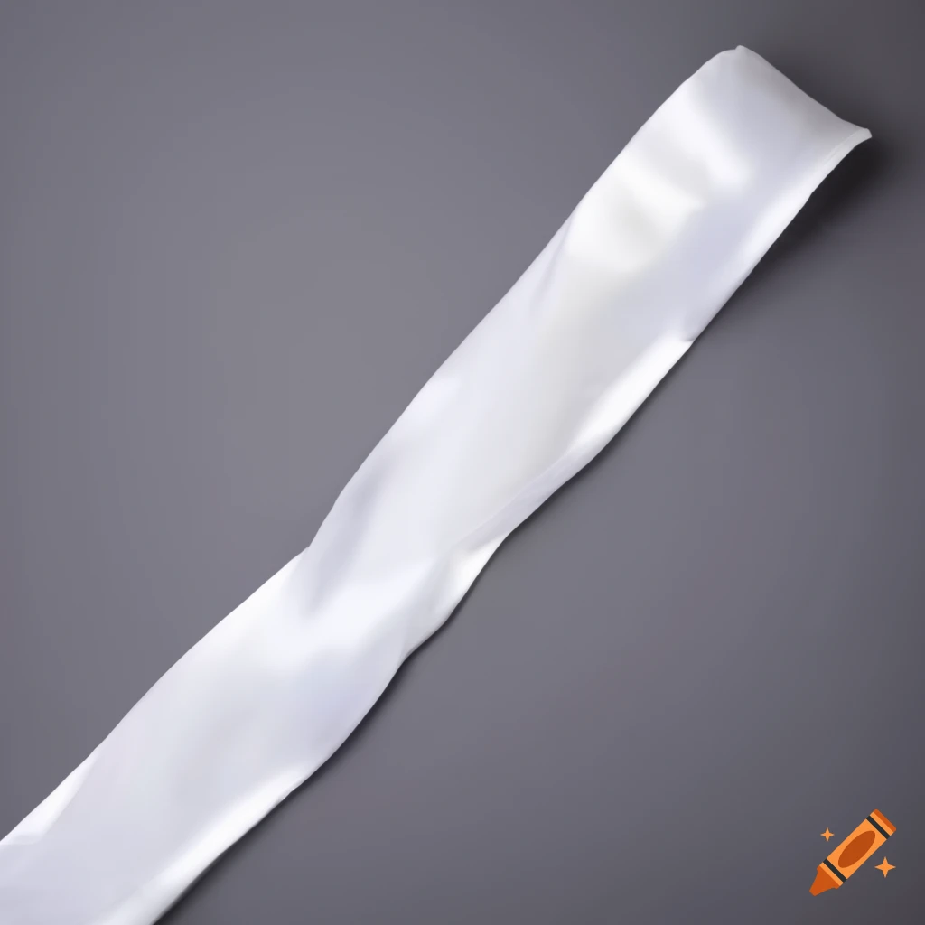 White shining silk sash on a grey background on Craiyon