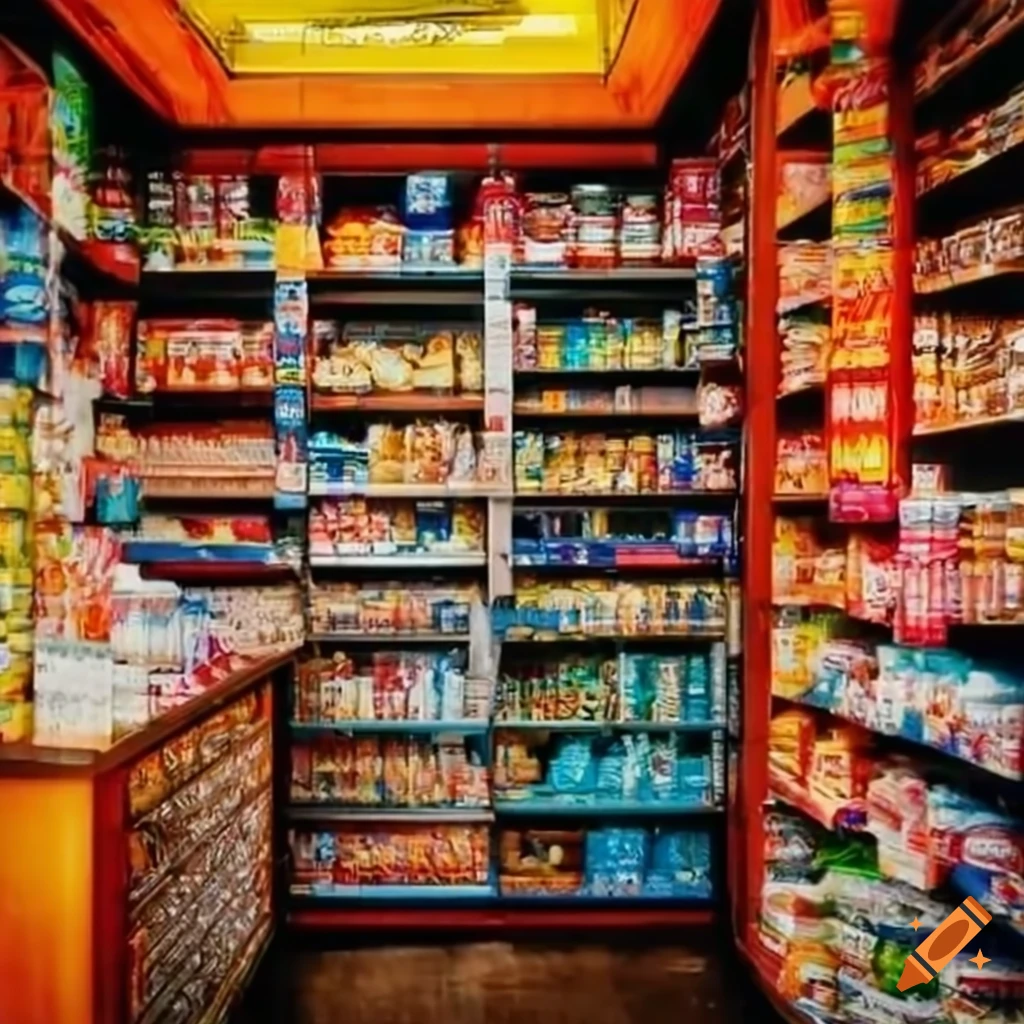 Interior of an indian convenience store on Craiyon