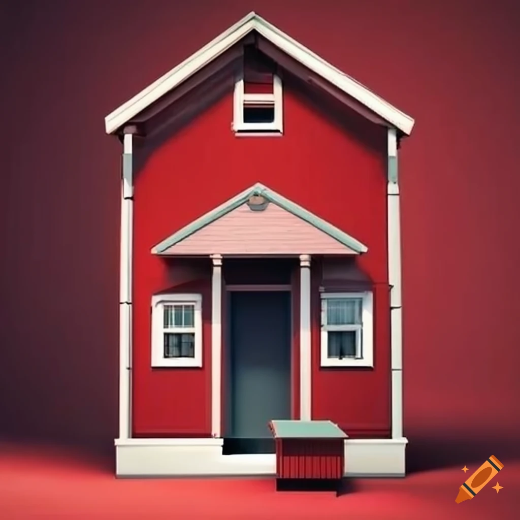 Small red house with 2 windows and shutters on Craiyon