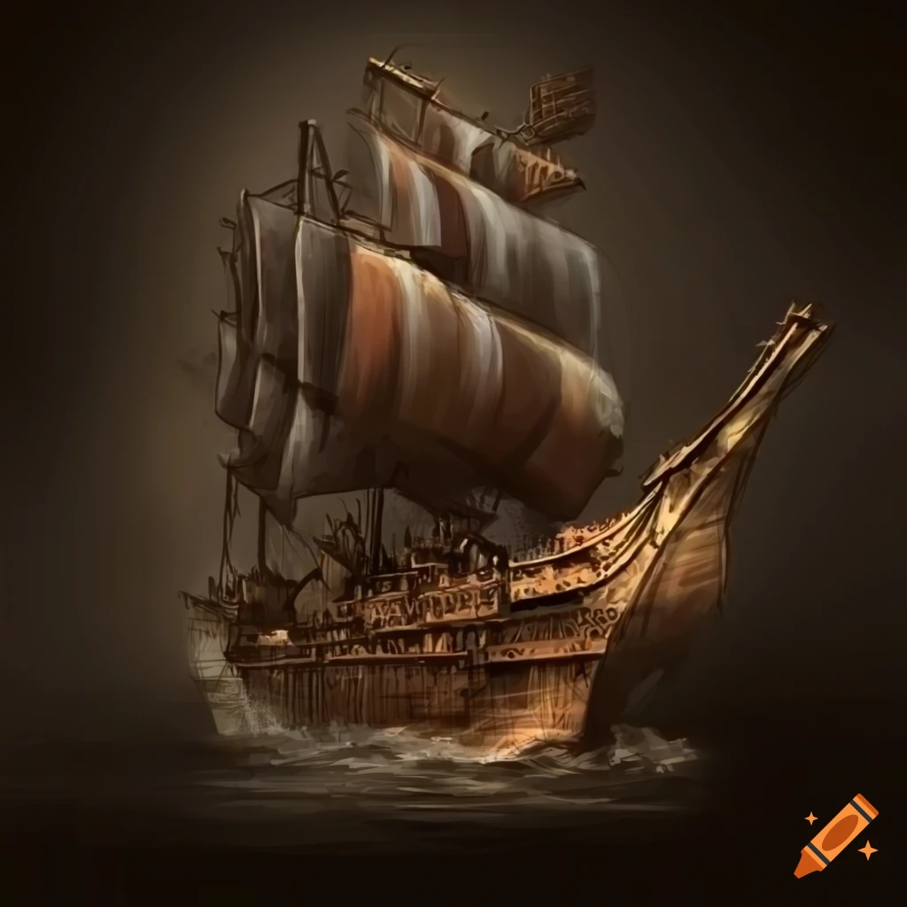 Steampunk western ship concept art on Craiyon
