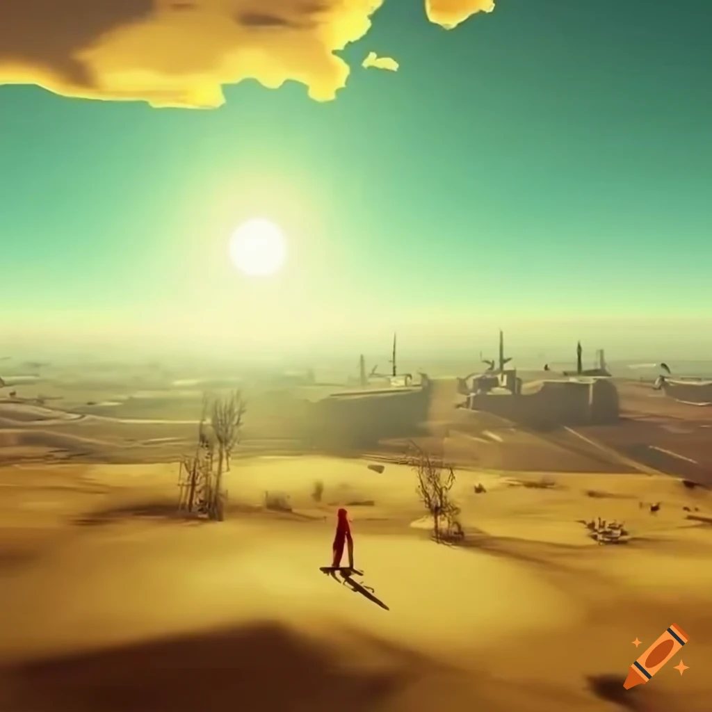 Empty wasteland in good weather with a relaxing landscape view on Craiyon