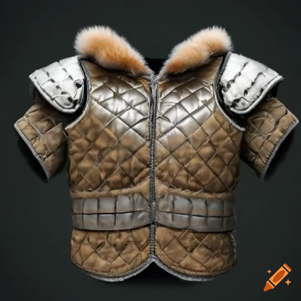Front view of magic fur padded armor on Craiyon
