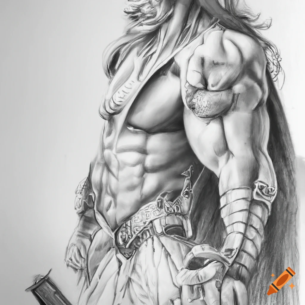 He-man pencil drawing on Craiyon