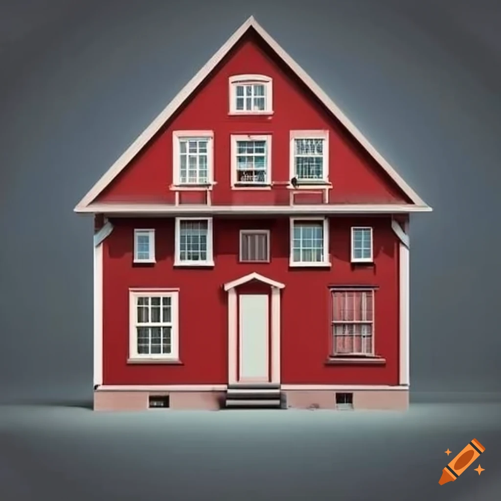 Small red house with 2 windows and shutters on Craiyon