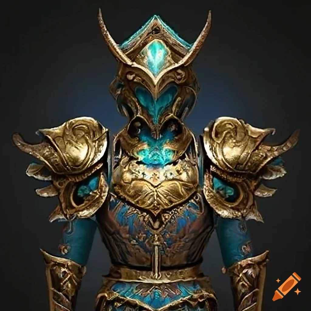 Front view of adorned magic armor on Craiyon