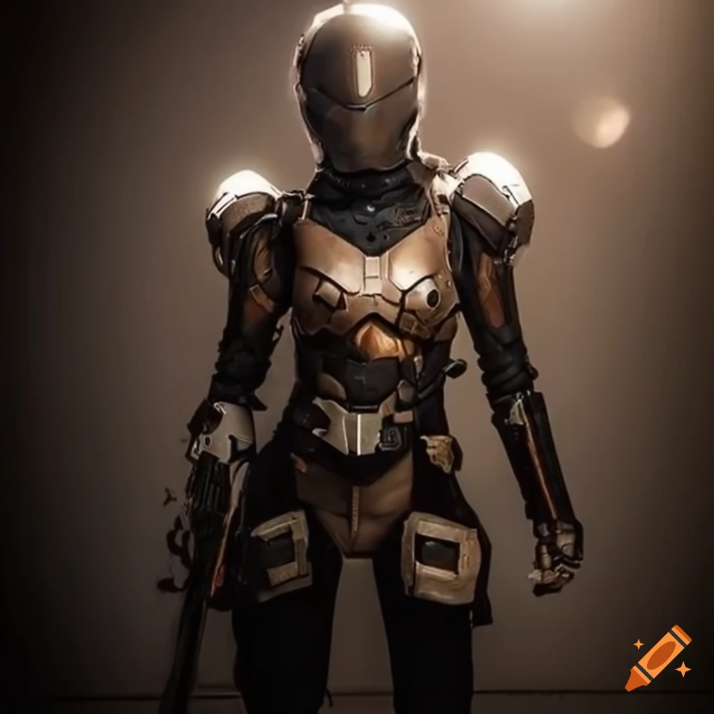 Intricately detailed futuristic warrior cosplay with advanced armor on ...