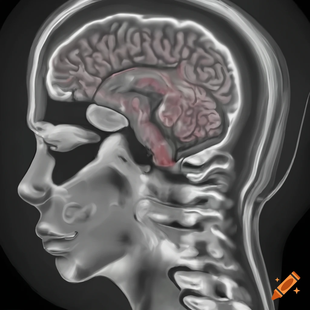 Brain scan showing coup and contrecoup on Craiyon