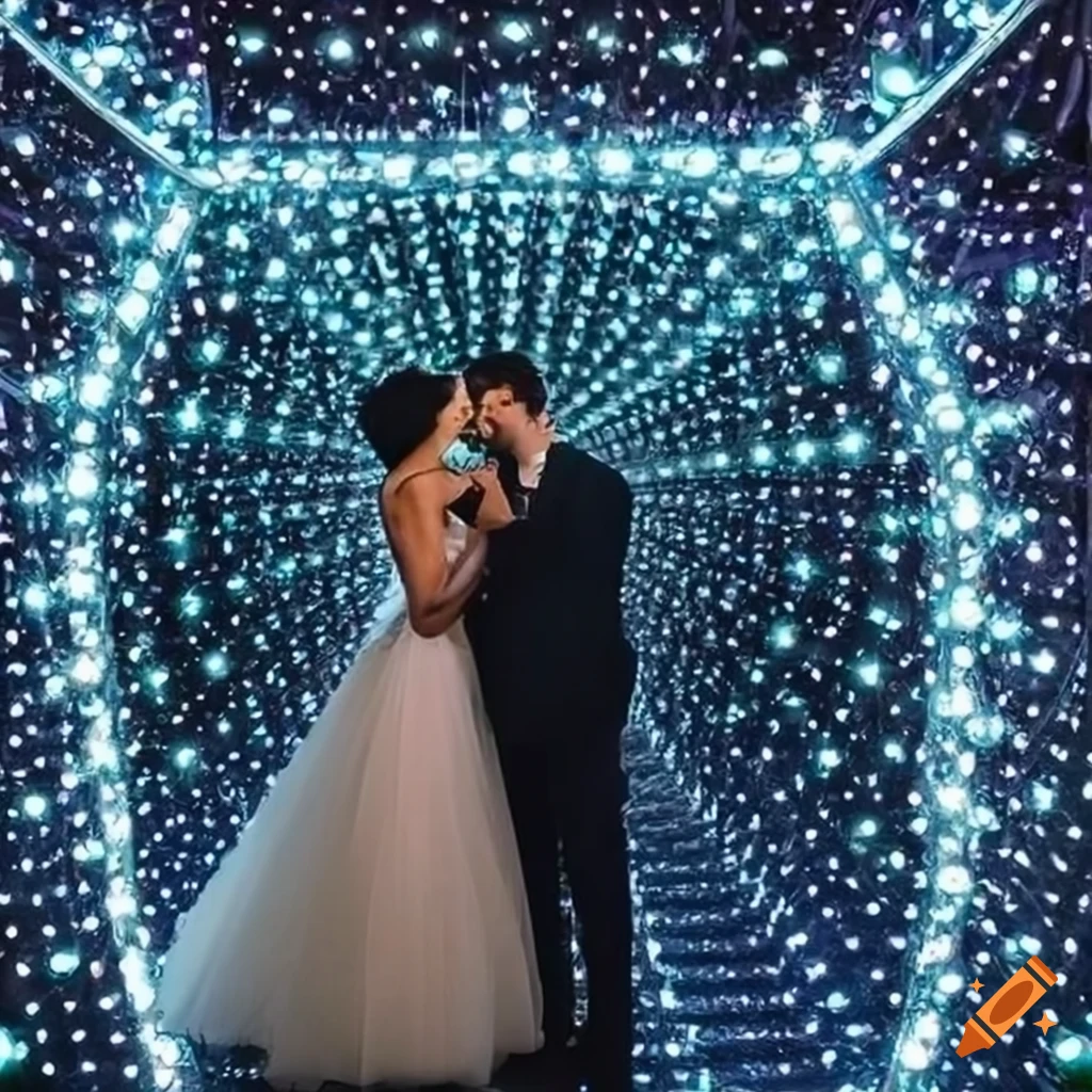 Infinity LED mirrors with separate letters spelling two names at a ...