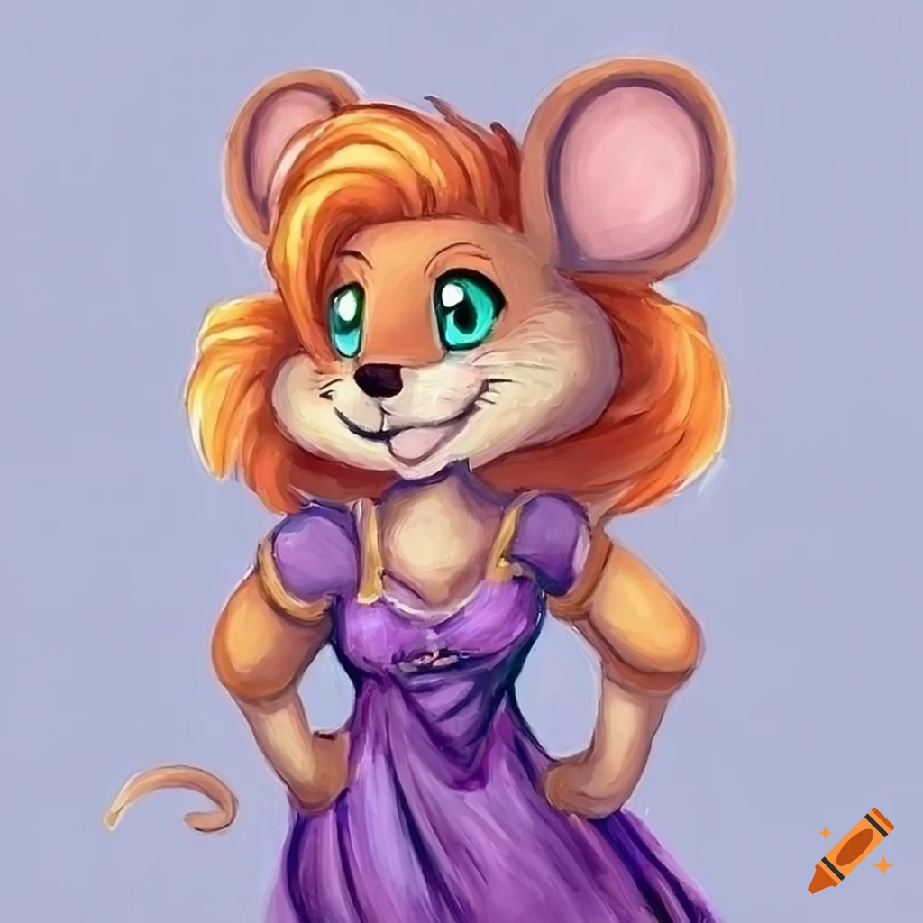 Storybook peach anthro mouse with ginger hair and turquoise eyes in a ...