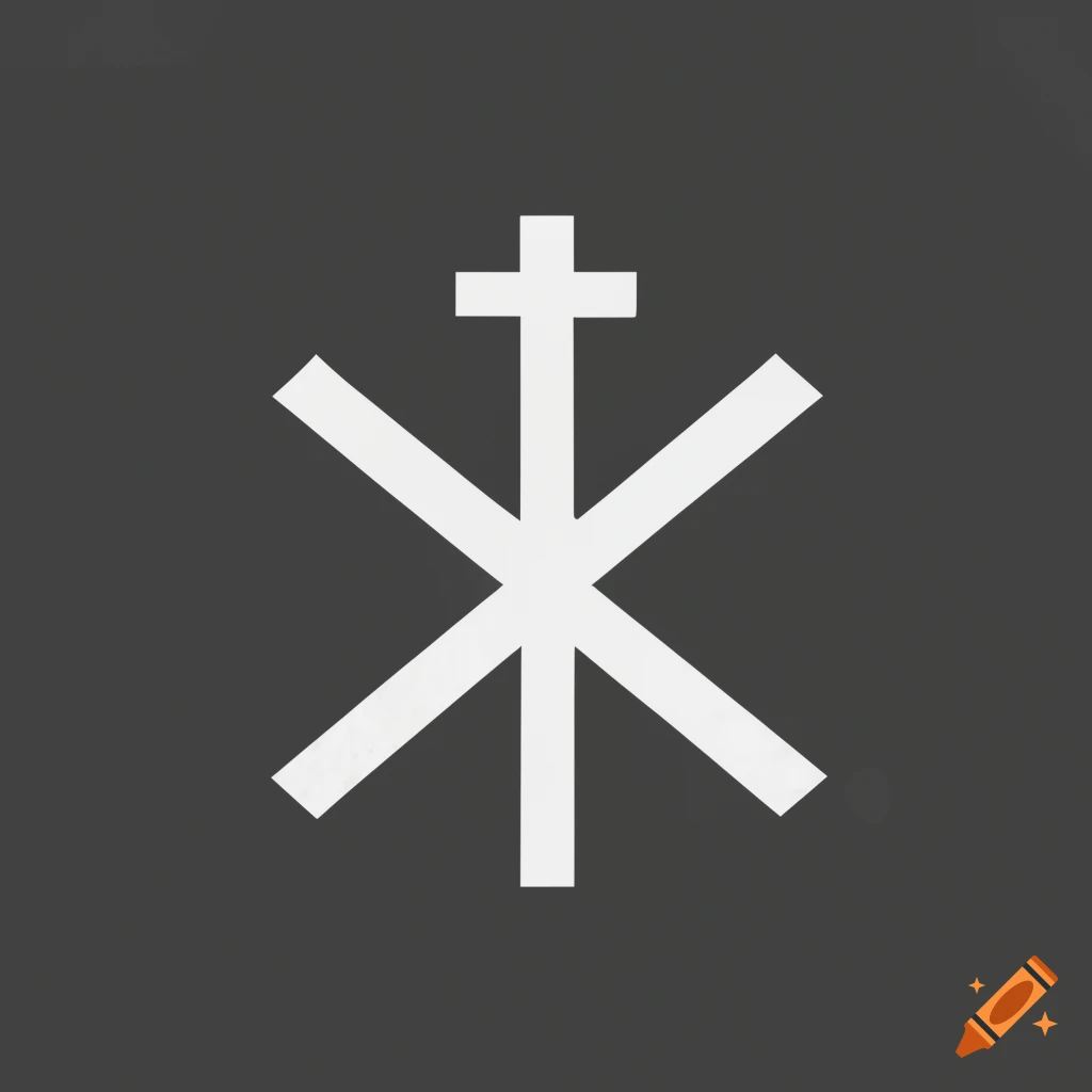 Chi rho logo cross in simple black and white on a solid background on ...