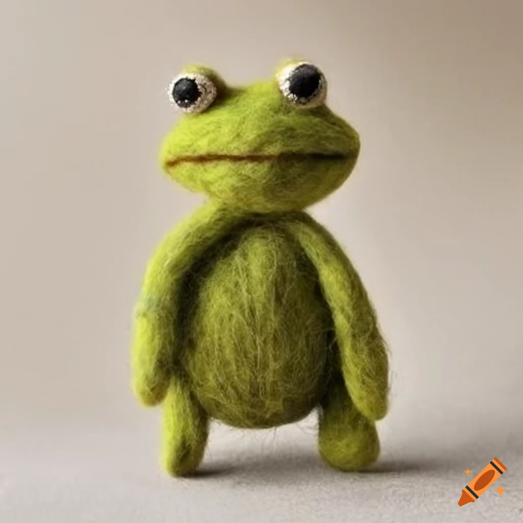 Ancient frog doll made of felted wool on Craiyon