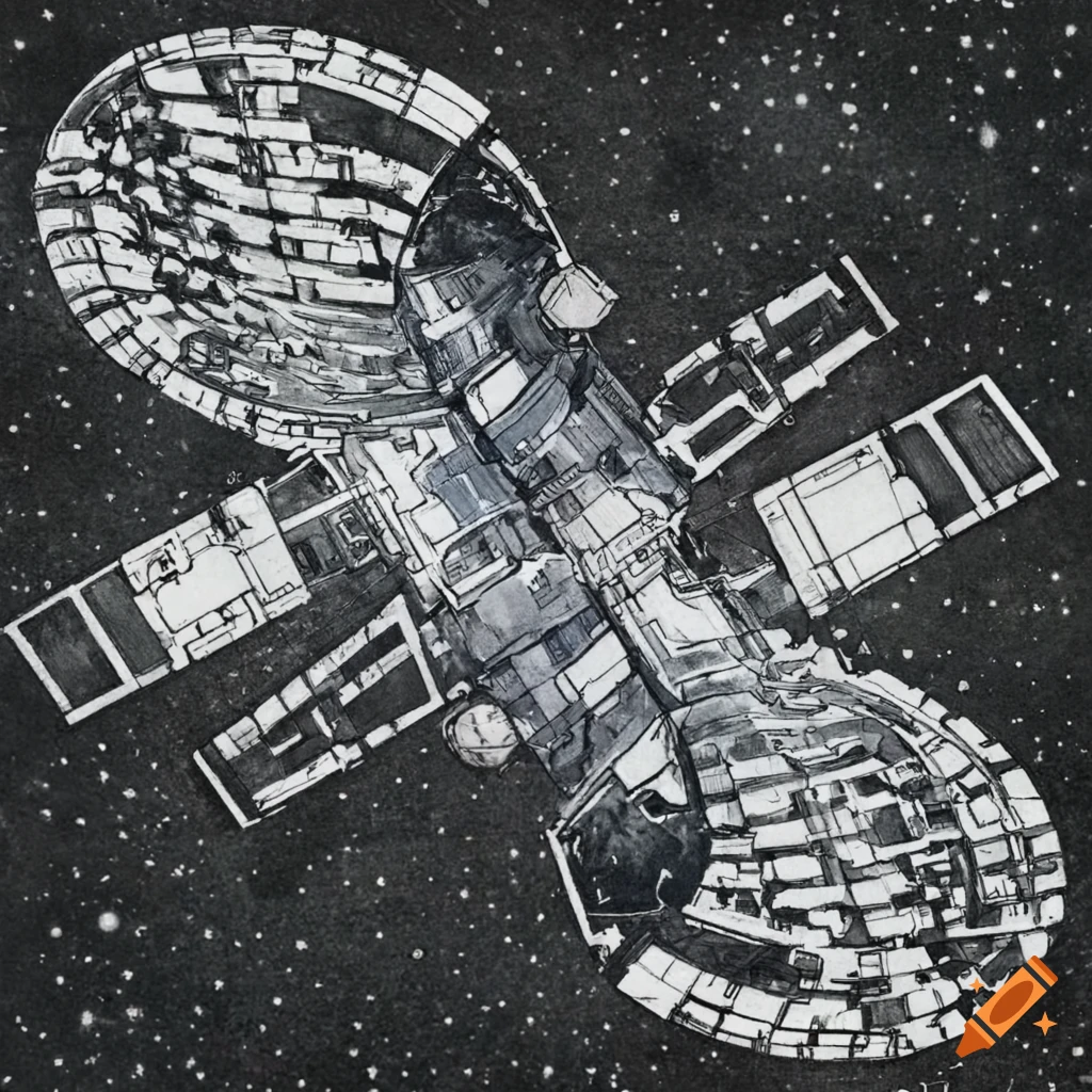 Futuristic space station floor plan with detailed design like Deep ...