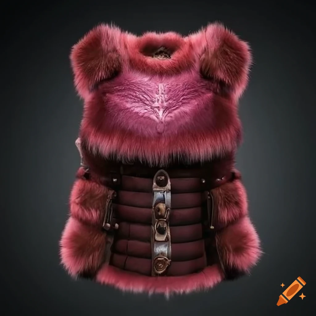 Front view of magic fur padded armor on Craiyon