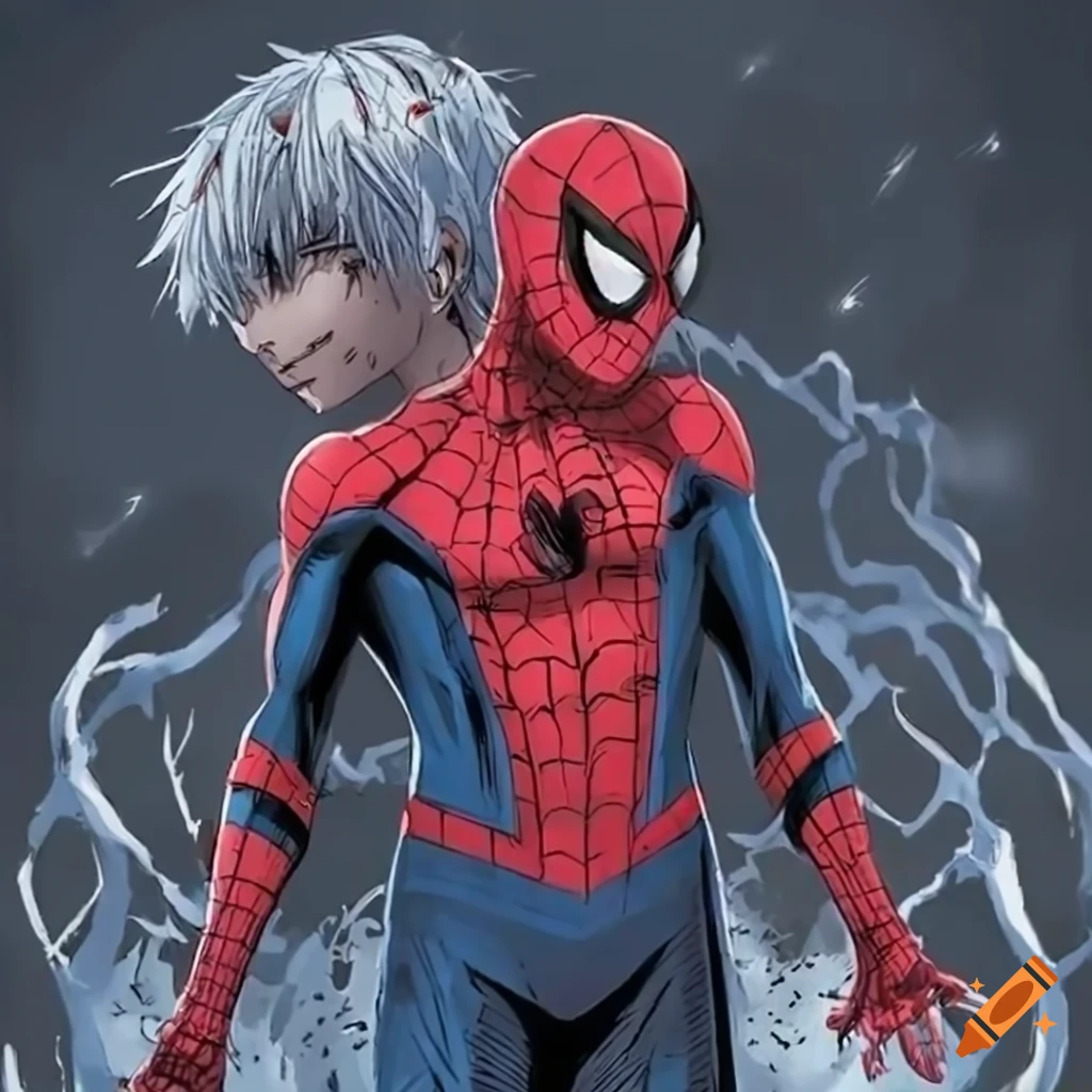 Spiderman vs kaneki confrontation on Craiyon