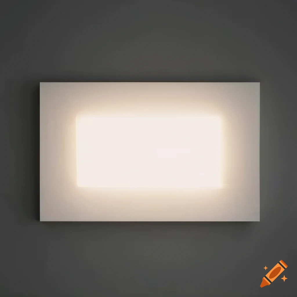 Minimal 3D design of a rectangular wall lamp emitting white light on ...