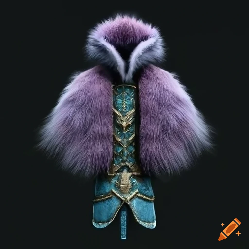 Adorned magic fur padded armor from the front on Craiyon