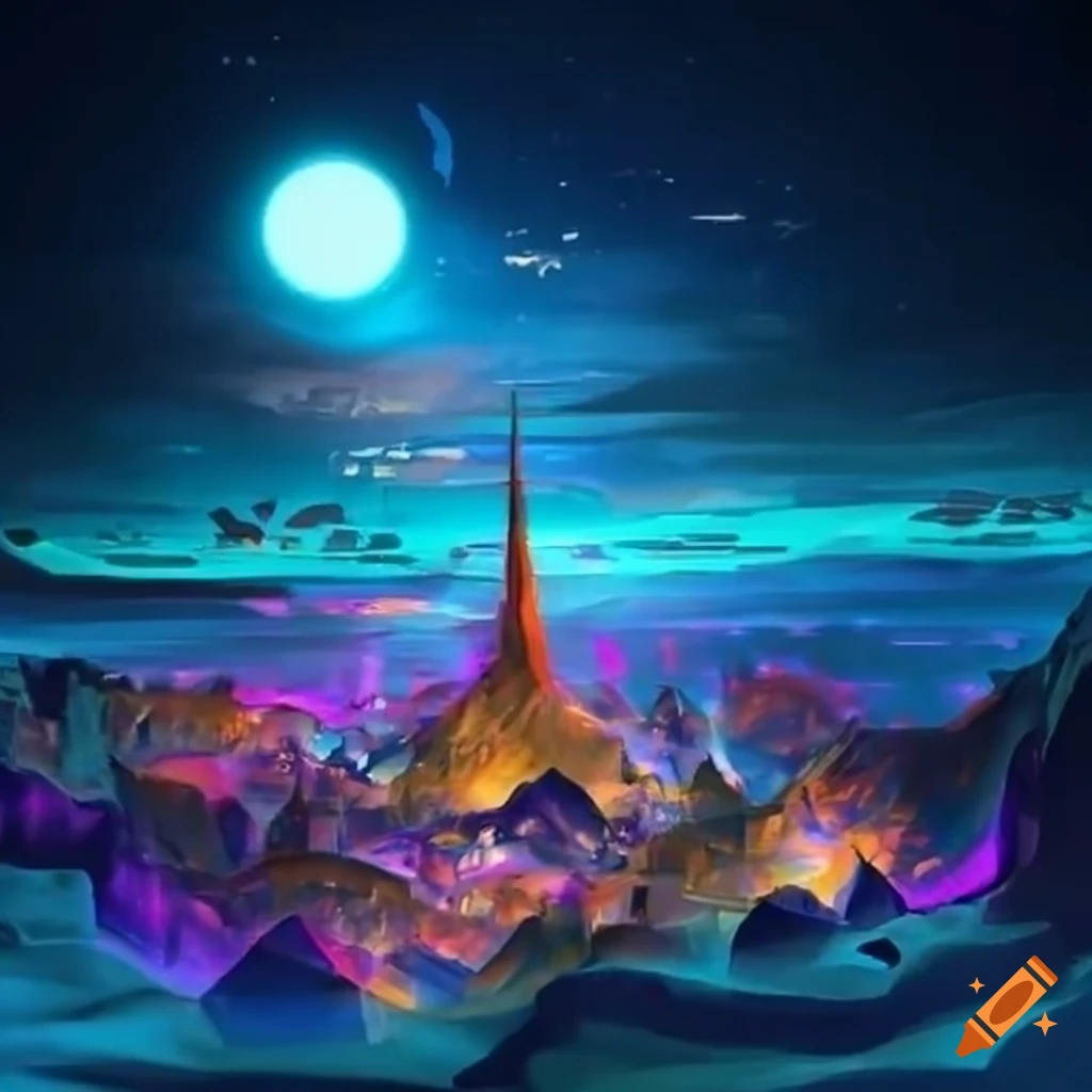 Colorful utopian gem homeworld city on Craiyon