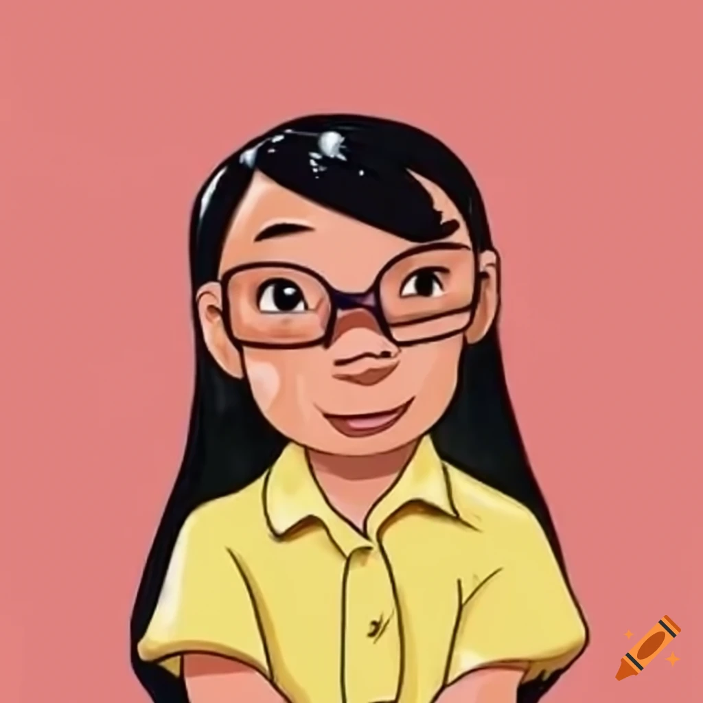 Character with yellow shirt and glasses, arms crossed on Craiyon