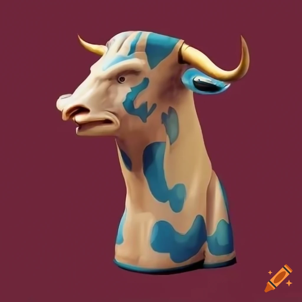 Two-headed bull cartoon character in side view on Craiyon