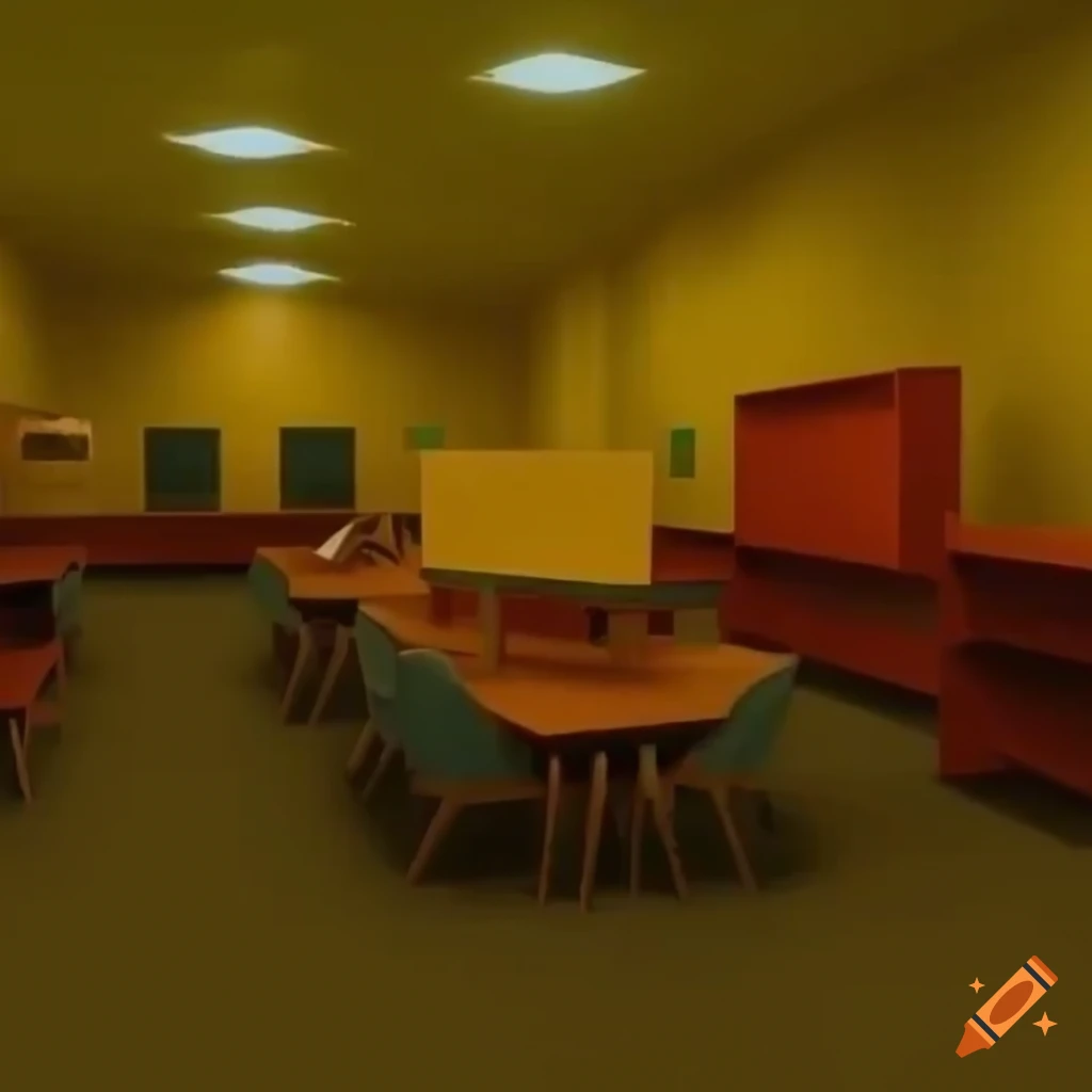 Surrealistic liminal backrooms with mid century modern interior ...