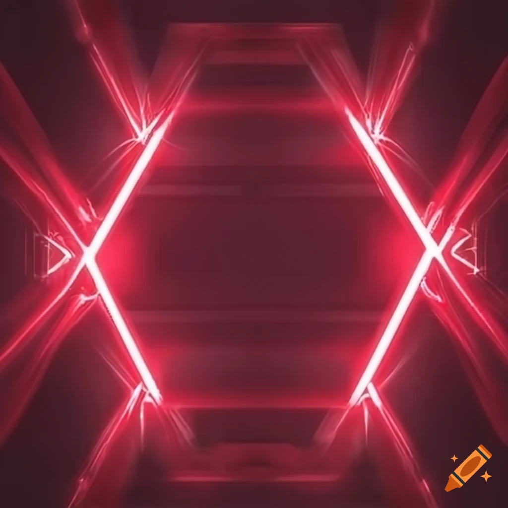 Dynamic red neon lights design in wide format on Craiyon