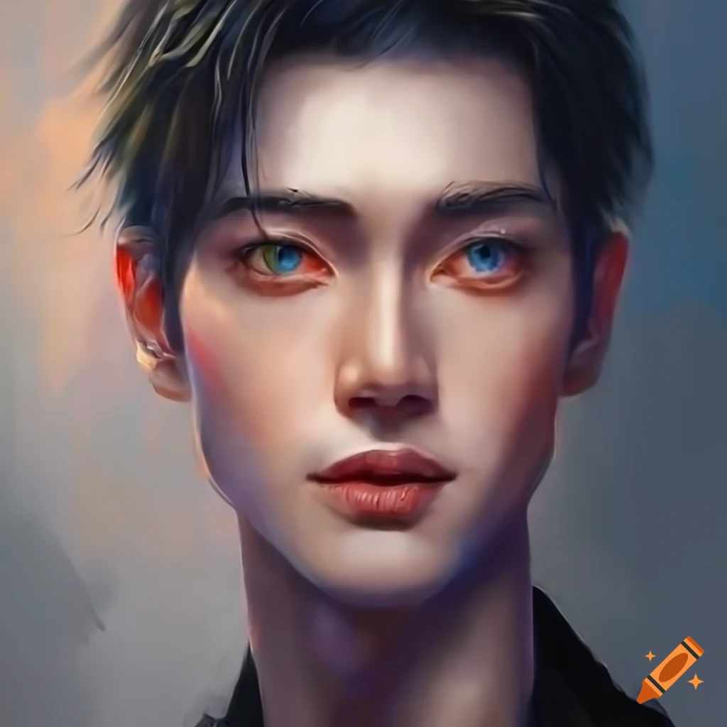 Portrait of a handsome man in realistic and anime style on Craiyon