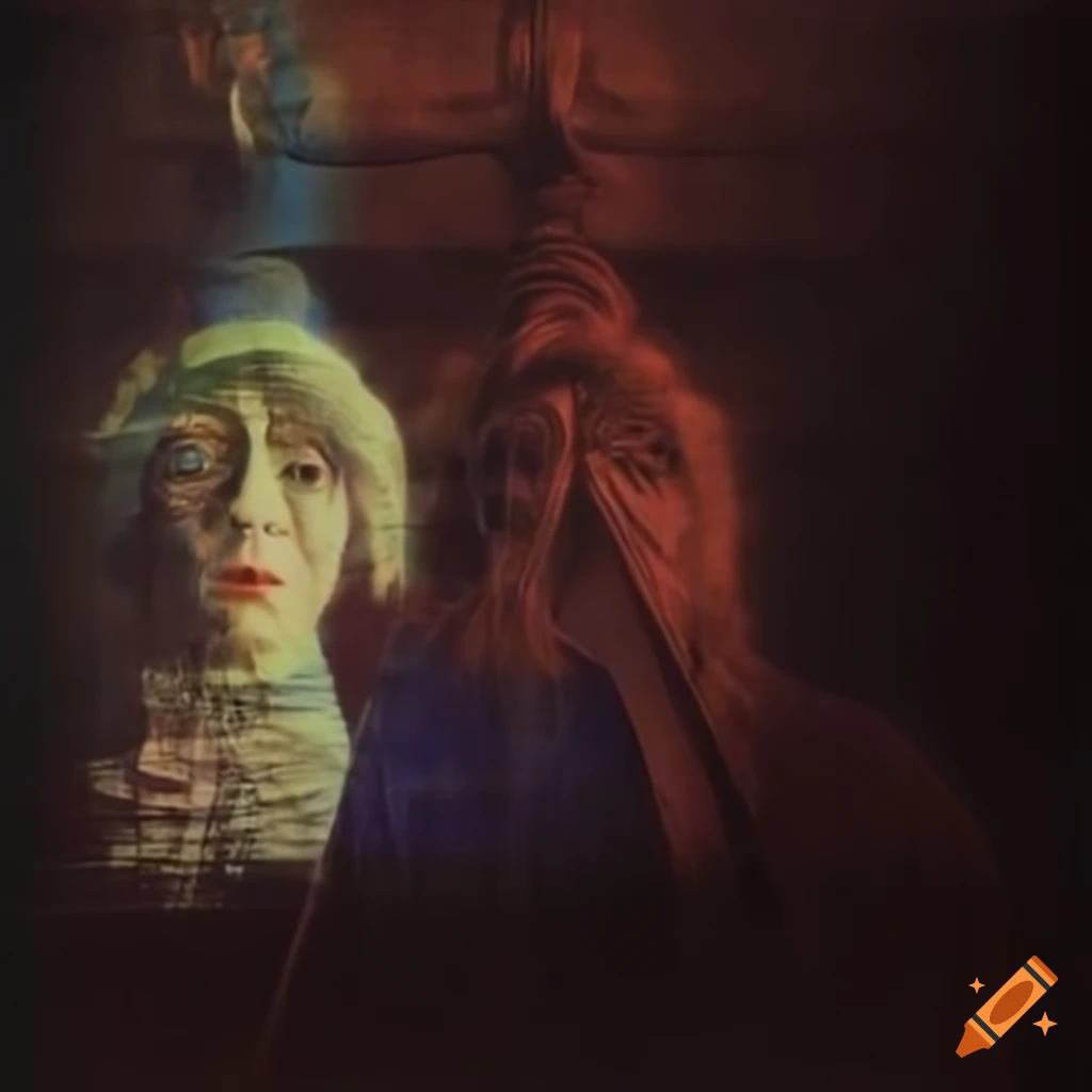 Surreal vivid color film photo with a fragmented woman in an absurd ...