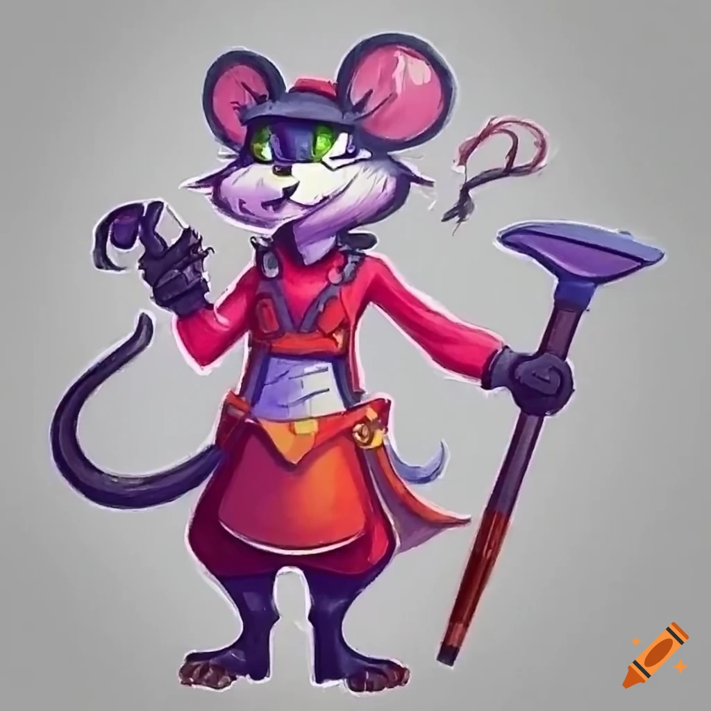 Storybook anthro mouse with muscular build in blacksmith outfit on Craiyon