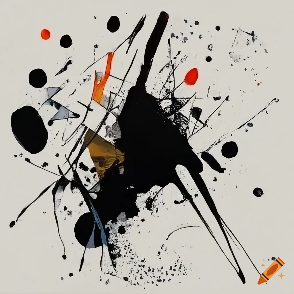 Abstract knife painting of square ink spot splash in Kandinsky and Lee ...