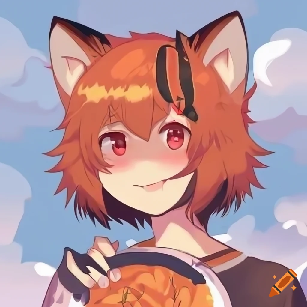Cute anime catboy with fox-like features in vector art style on Craiyon
