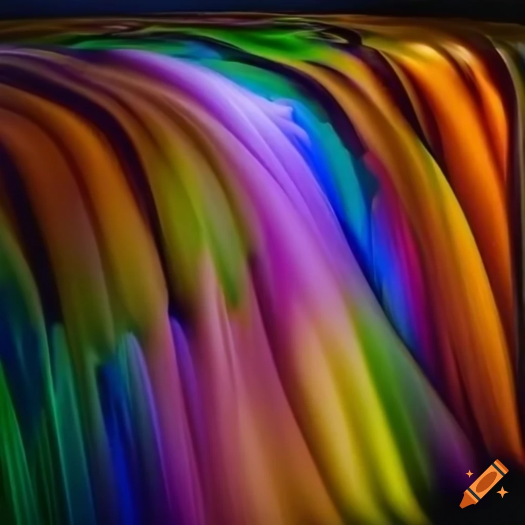 Hyper realistic waterfall of translucent primary colors on Craiyon