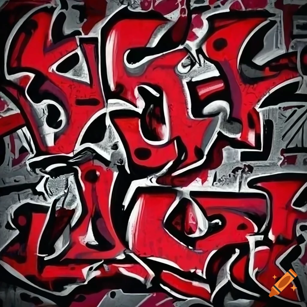 Graffiti patterns in grey, red, and burgundy colors on Craiyon