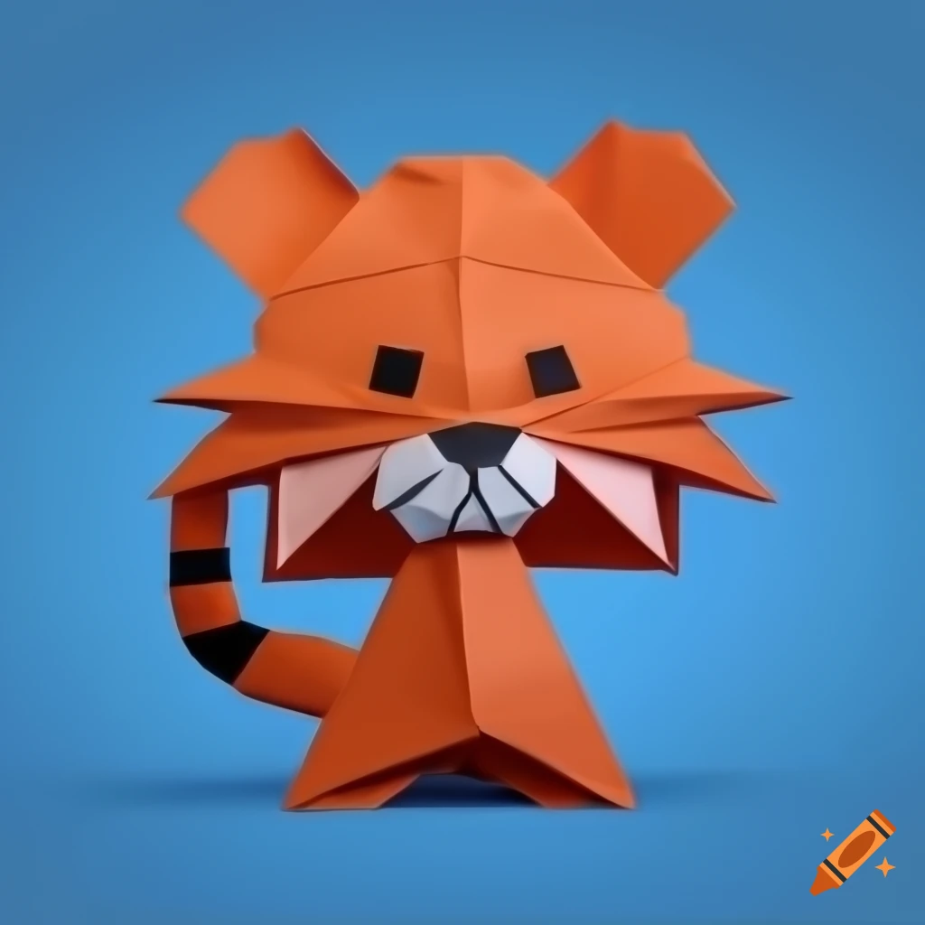 Origami high poly hobbes head on blue background on Craiyon