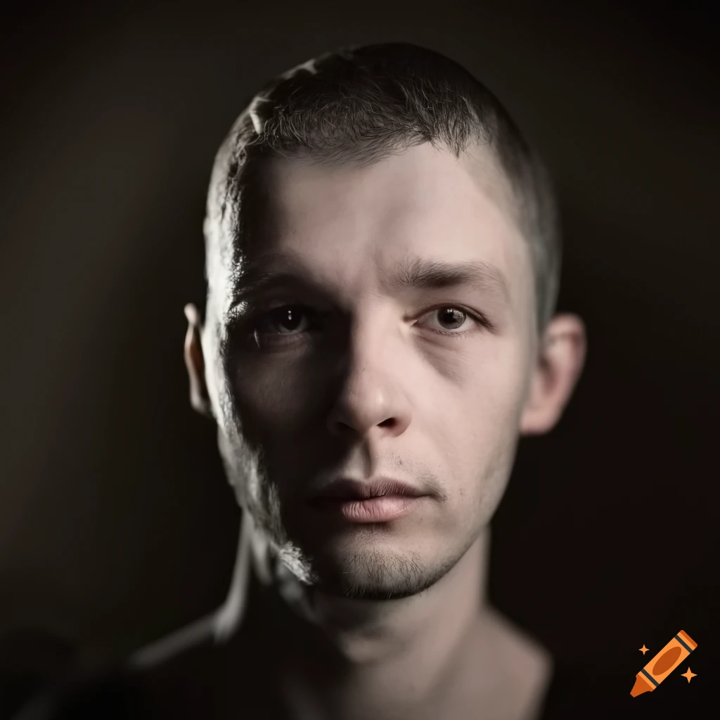 Portrait of a 35-year-old man in a black shirt on Craiyon