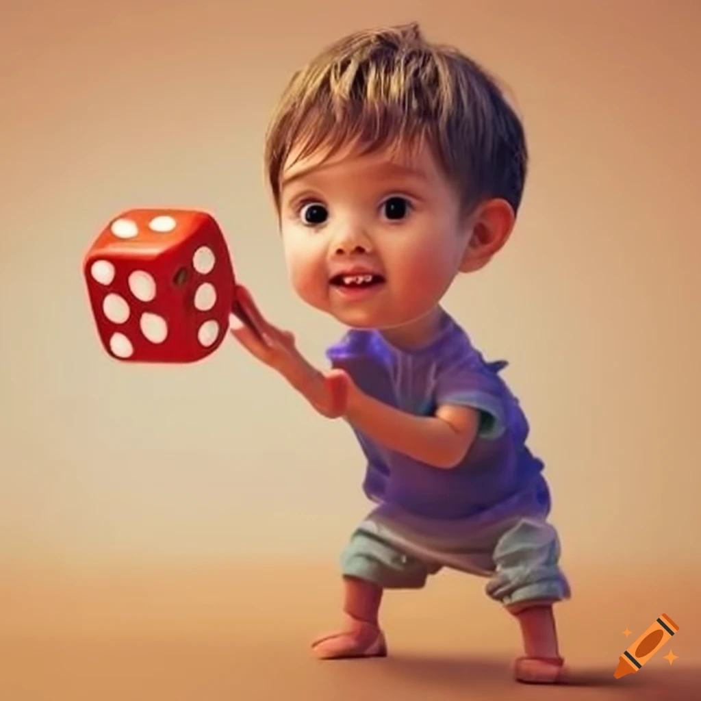 Kid rolling a dice on Craiyon